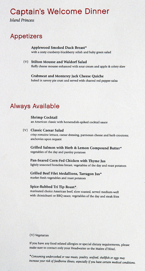 Alaska 2014 - Menus