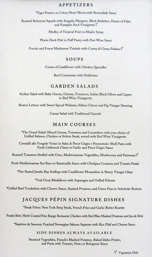 Riviera 16 - Menus